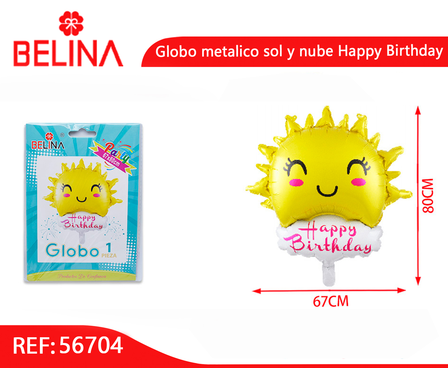 Globo Metalico Sol Y Nube Happy Birthday - Belina Cotillón