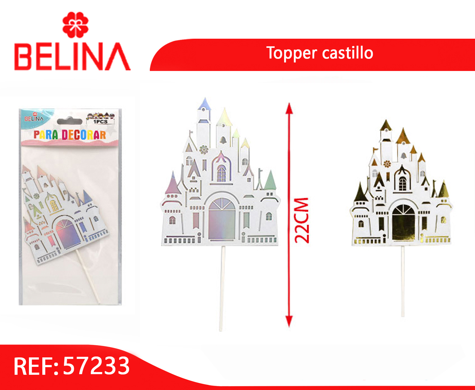 Topper De Castillo 1pc 22cm - Belina Cotillón