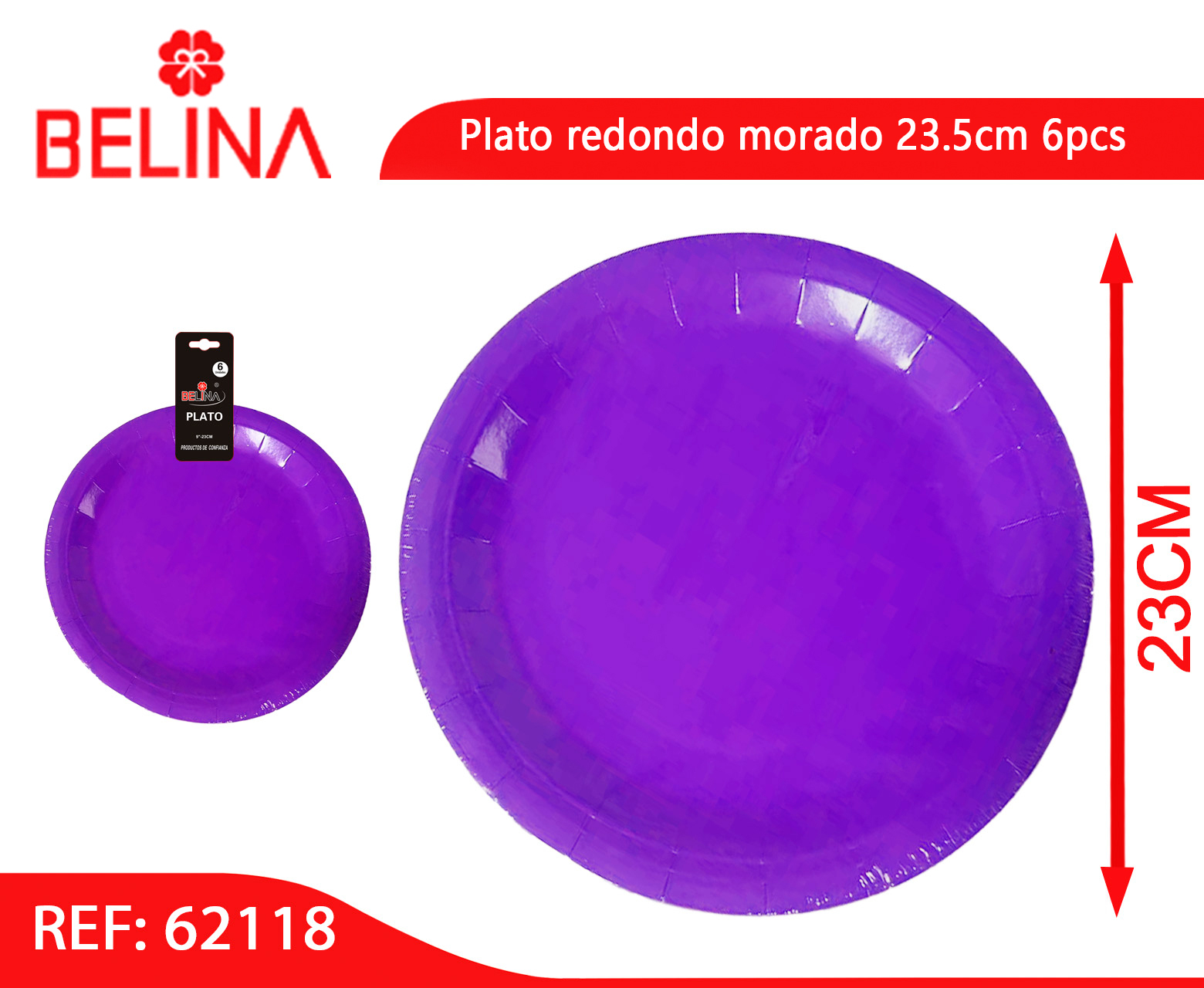 Plato redondo morado – Belina Cotillon