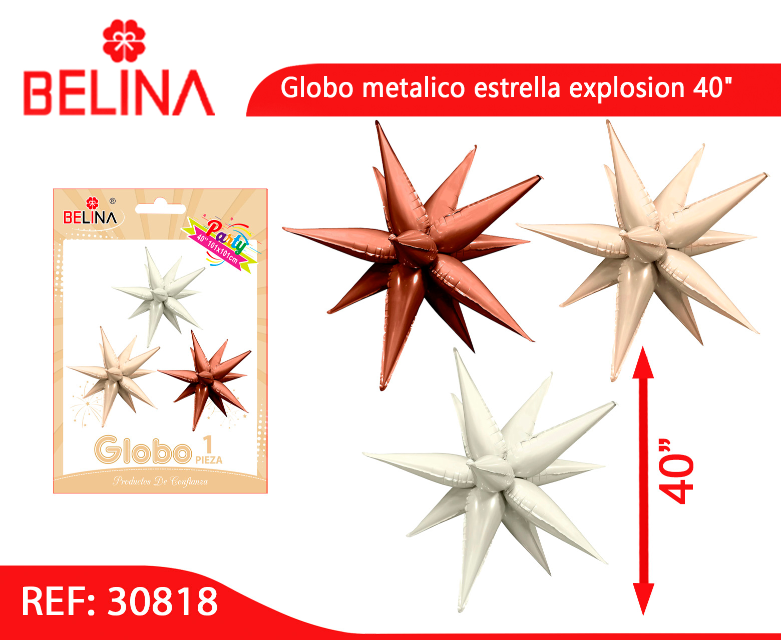 Globo metalico estrella explosion 40 – Belina Cotillon
