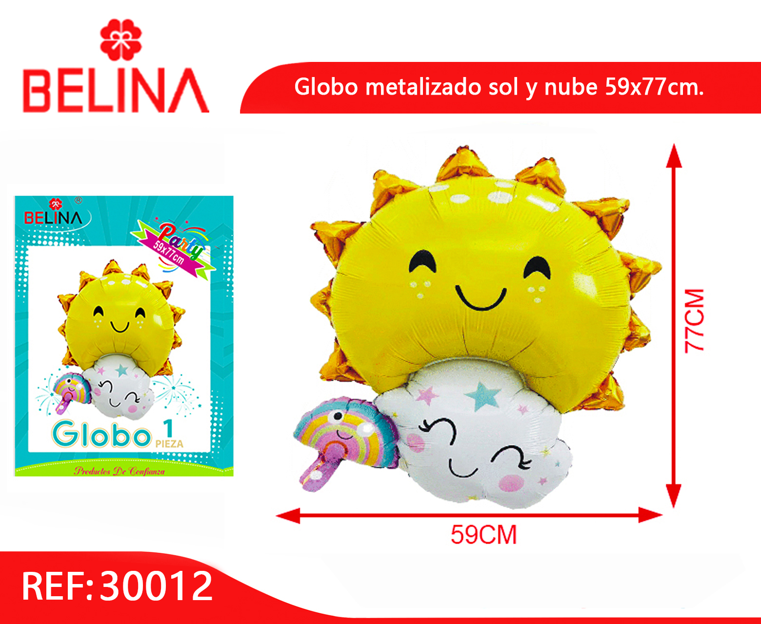 Globo Metalizado Sol Y Nube 59x77cm - Belina Cotillón