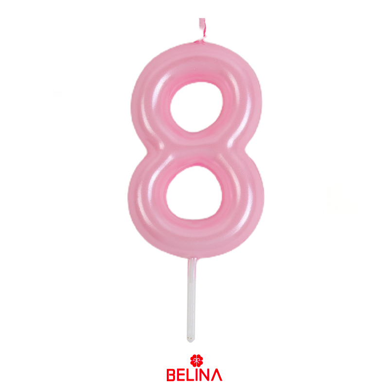 Vela Nº 8 color rosa 8.5cm – Belina Cotillon