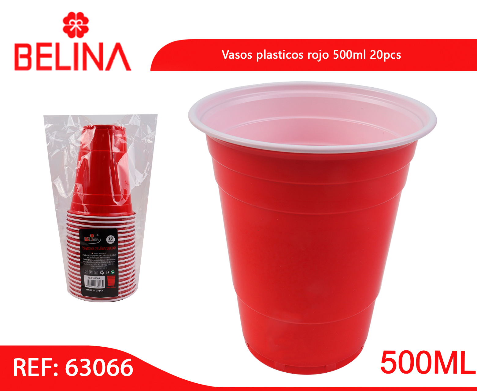 Vasos plasticos rojo – Belina Cotillon