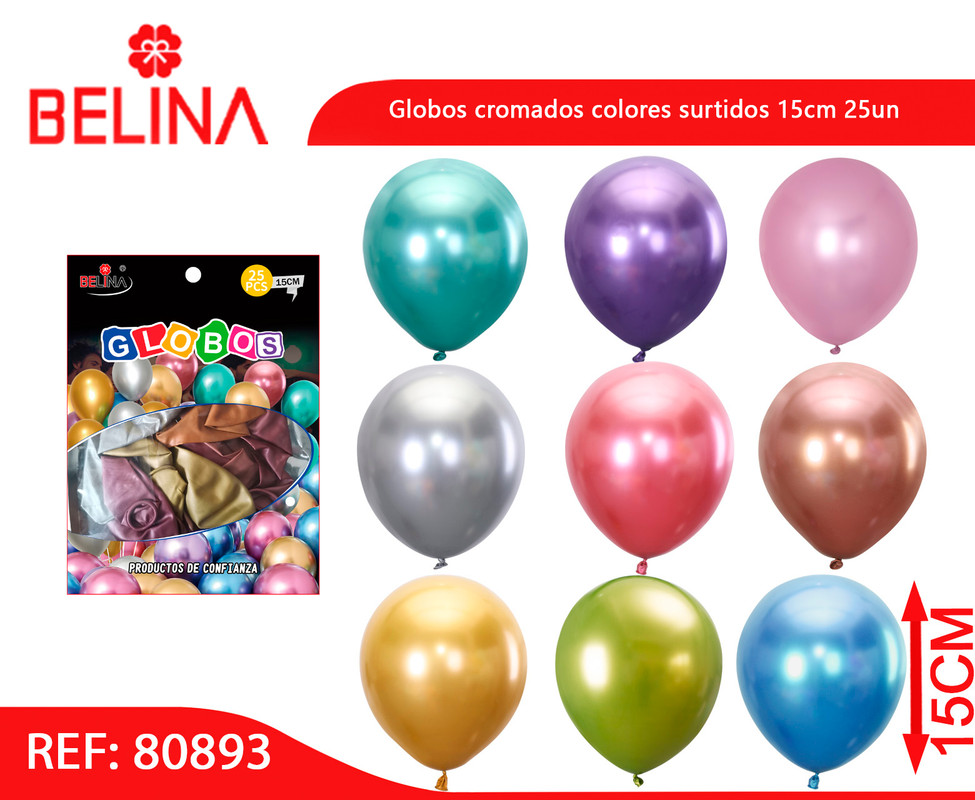Globos cromados colores surtidos – Belina Cotillon