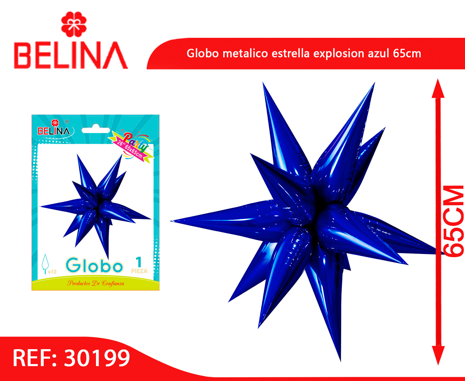 Globo metalico estrella explosion azul – Belina Cotillon