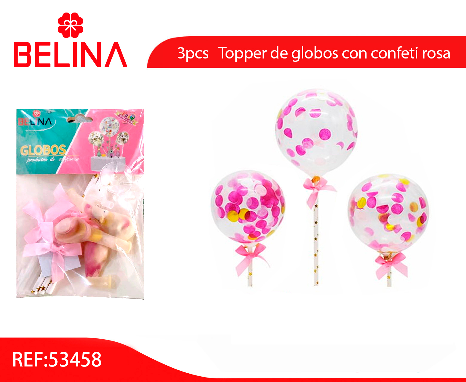 Topper De Globos 3pcs Azul - Belina Cotillón
