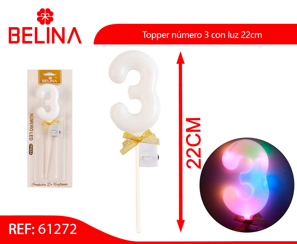 Topper número 4 con luz - Belina Cotillón