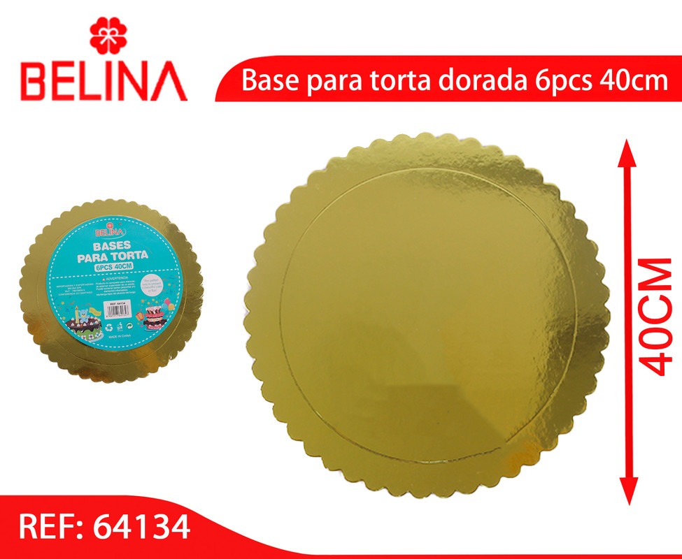 Base para torta dorada 6unidades 2mm 40cm - Belina Cotillón