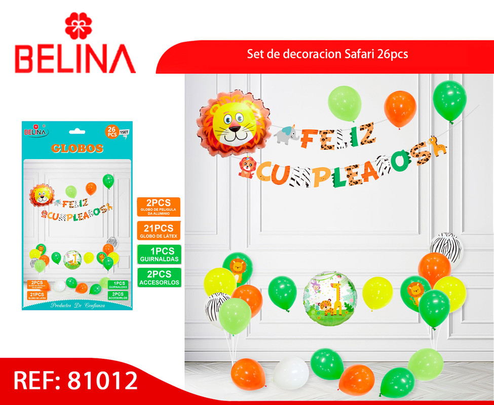 Set de decoracion Safari 26pcs - Belina Cotillón