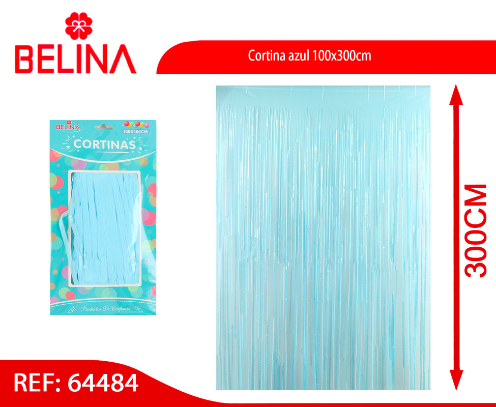 Cortina azul 100x300cm - Belina Cotillón