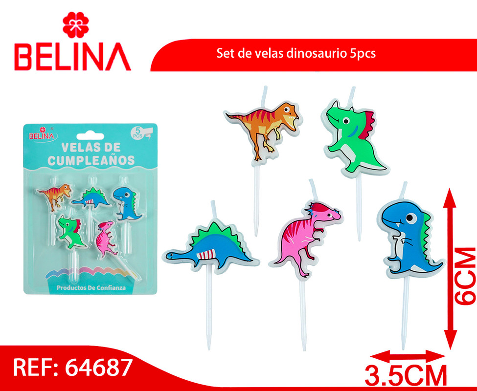 Set de velas de dinosaurio 5pcs – Belina Cotillon