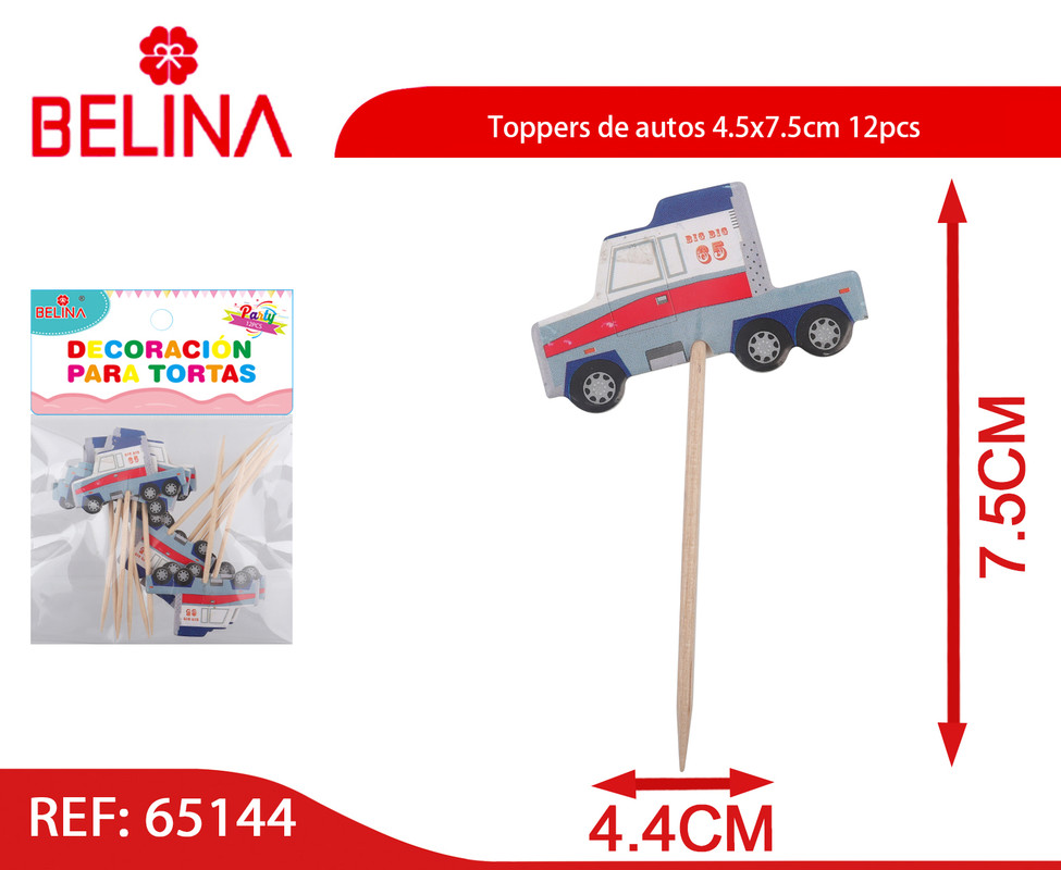 Toppers de autos 4.5x7.5cm 12pcs - Belina Cotillón