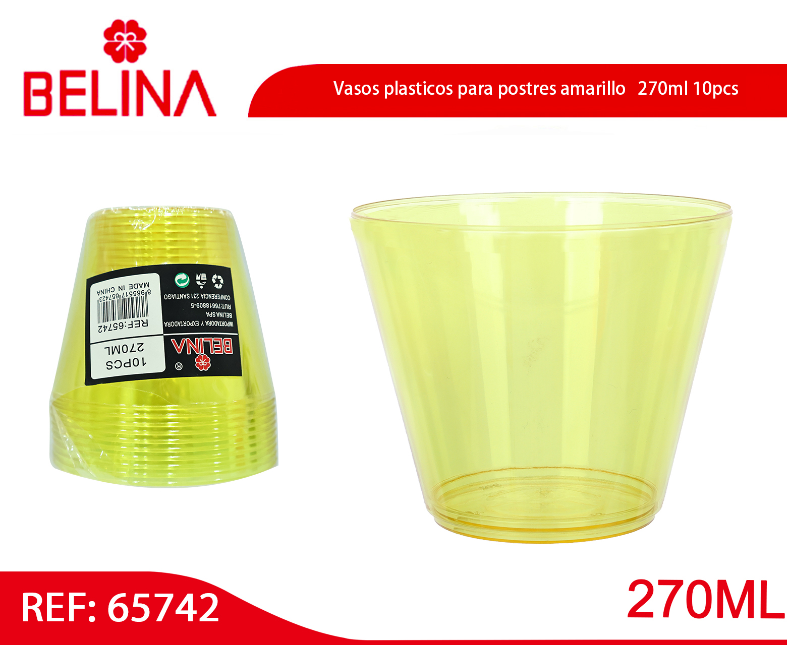 Vasos plasticos para postres amarillo - Belina Cotillón