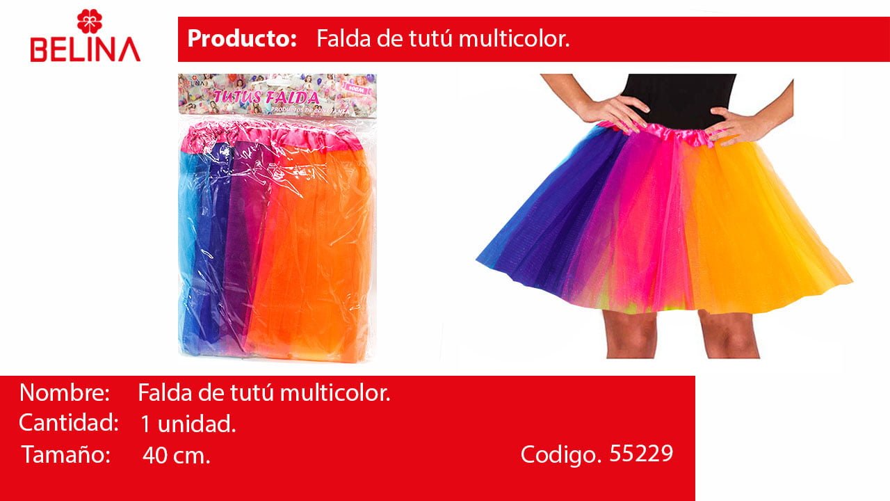 Tutu De Colores 40cm - Belina Cotillón