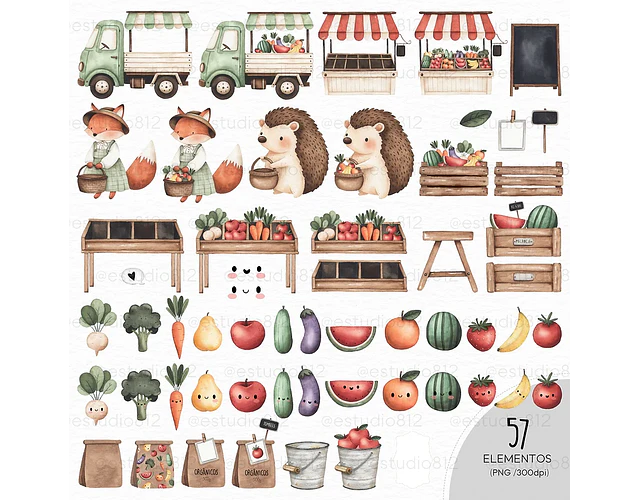 Kit Digital Feirinha Aquarela - Estudio 812