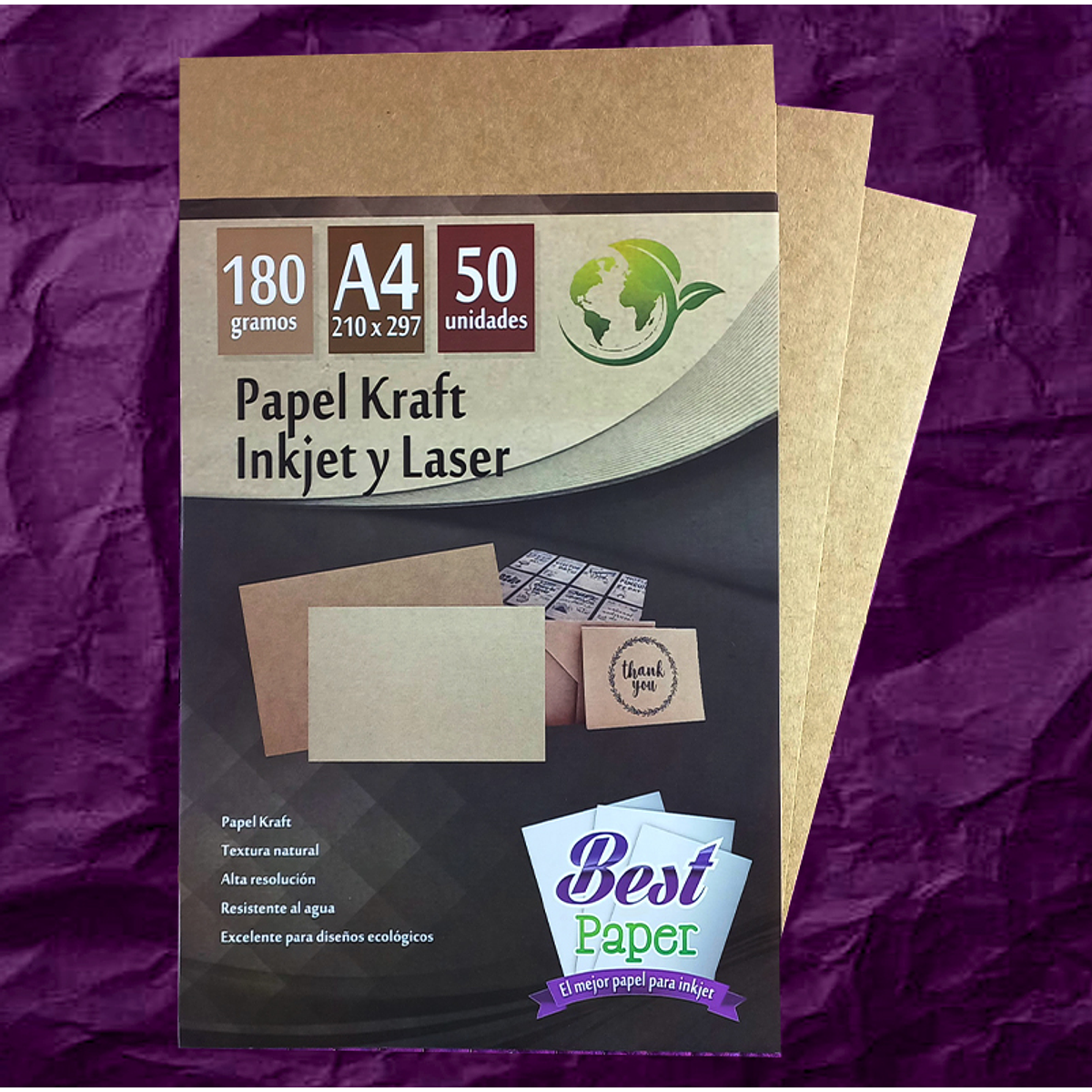 Papel kraft inkjet y laser 180gramos A4