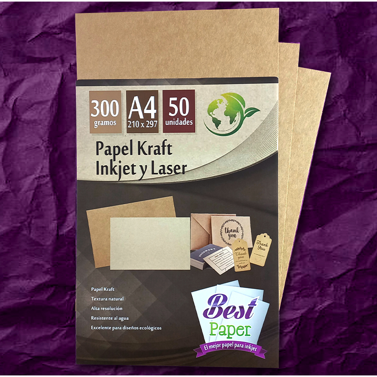 Papel kraft inkjet y laser 300gramos A4