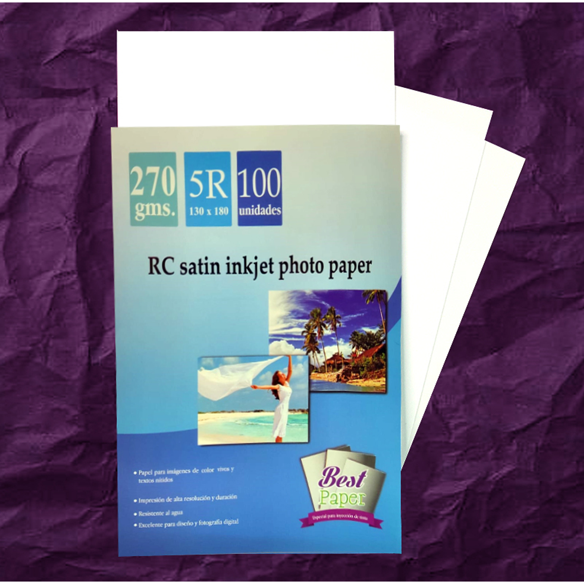 RC Satin inkjet photo paper 270 gramos 5R (13x18)