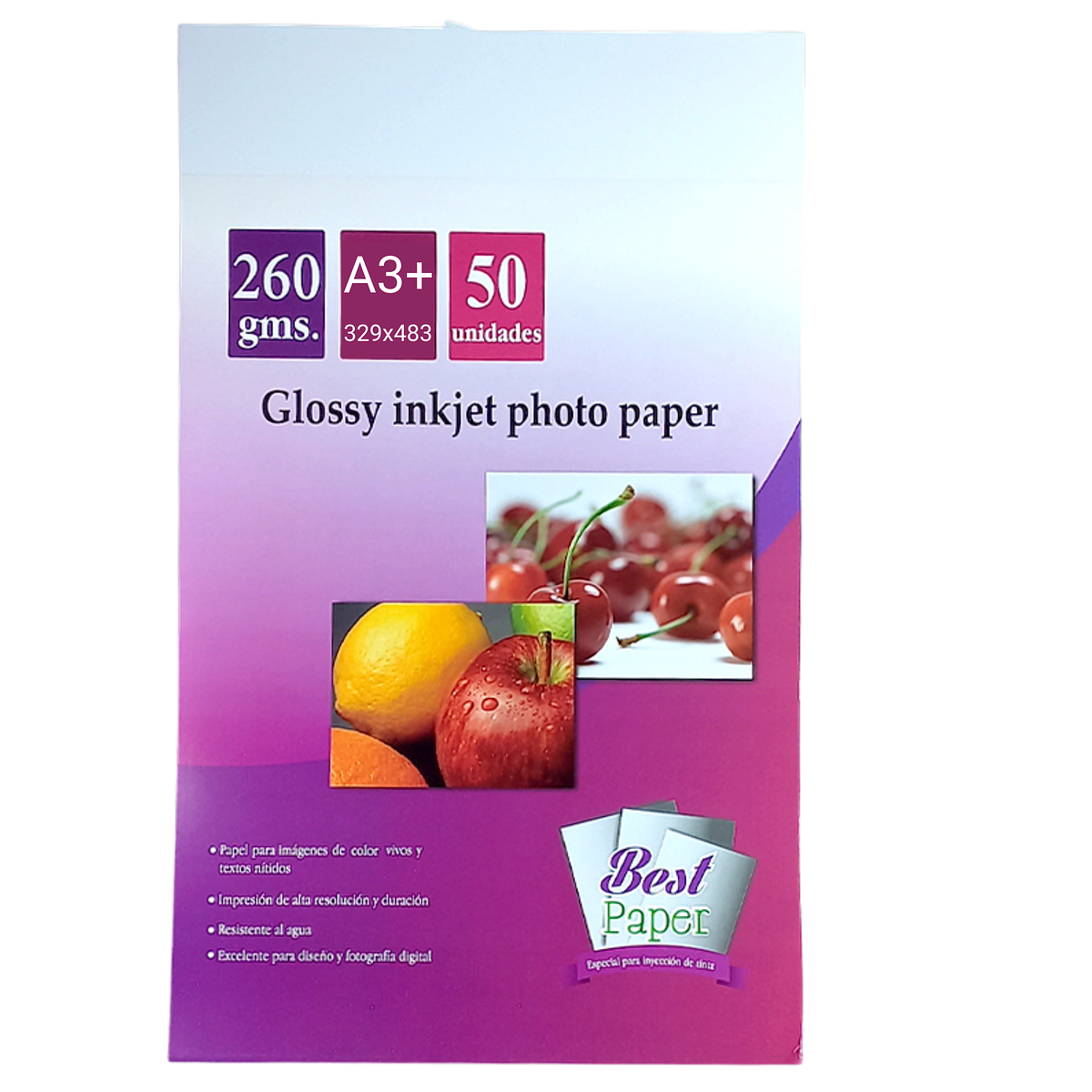 Glossy inkjet photo paper 260 gramos A3+