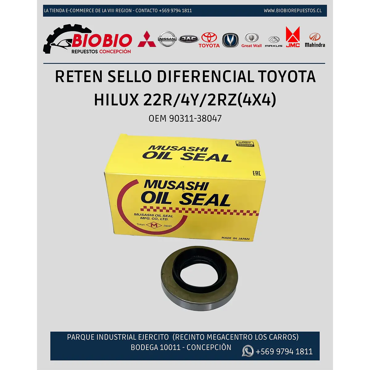Reten Sello Diferencial Toyota Hilux 22r/4y/2rz(4x4)