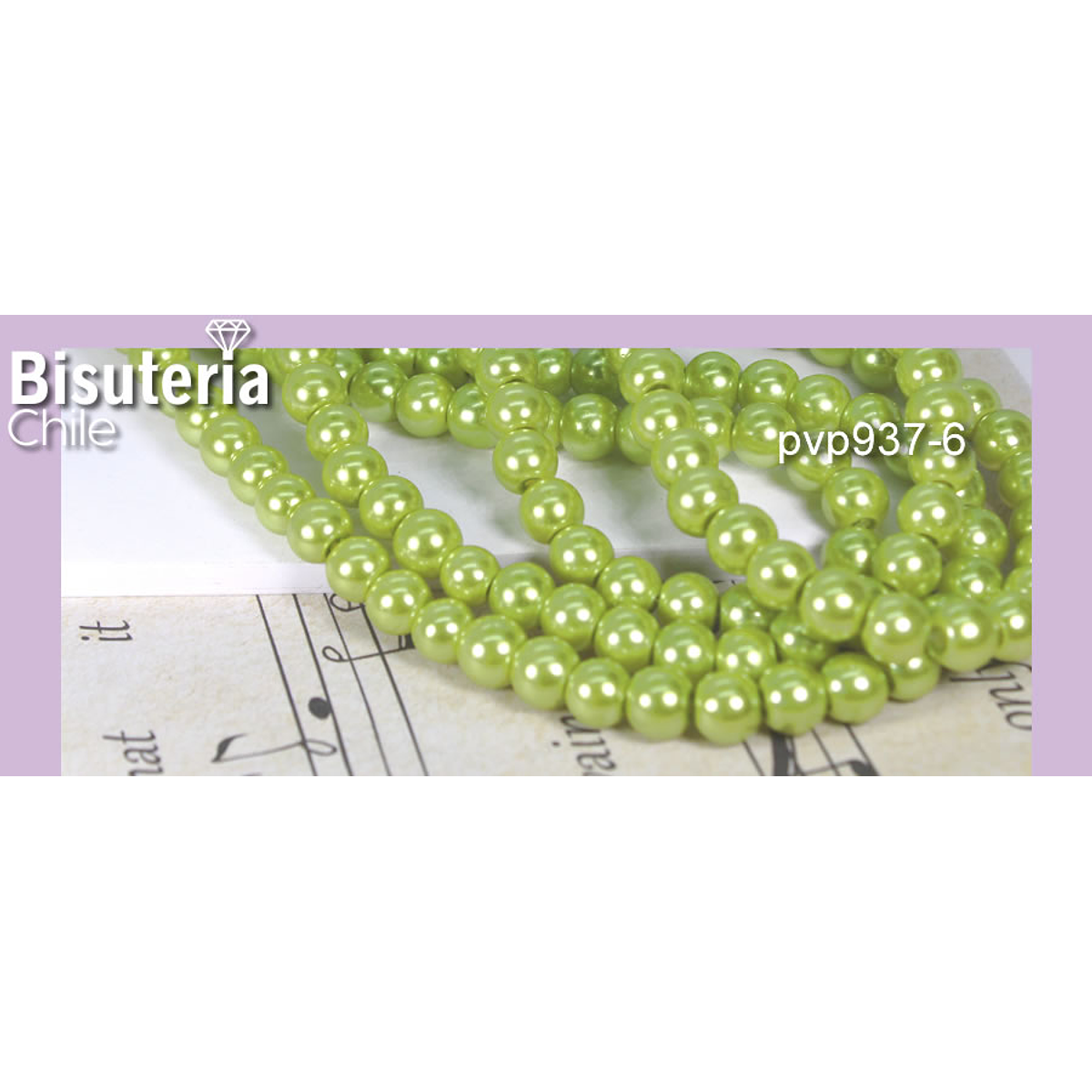 Perla Fantasía 8 mm, en color verde metalizado, tira de 1...