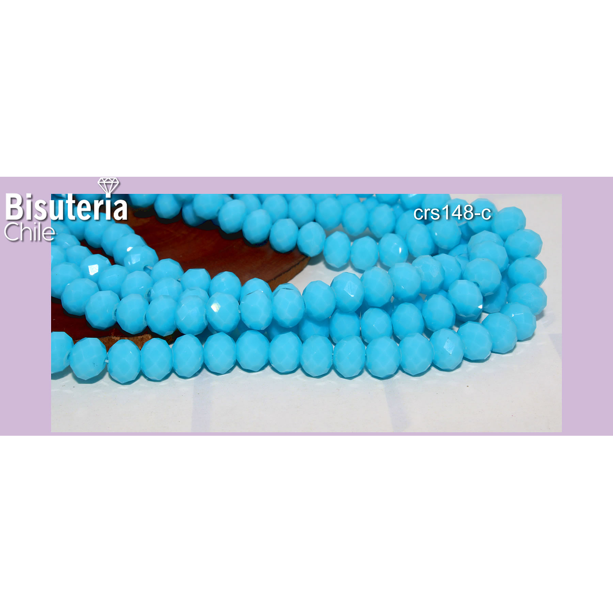 Cristal facetado de 8 mm, en color celeste tira de 70 cri...