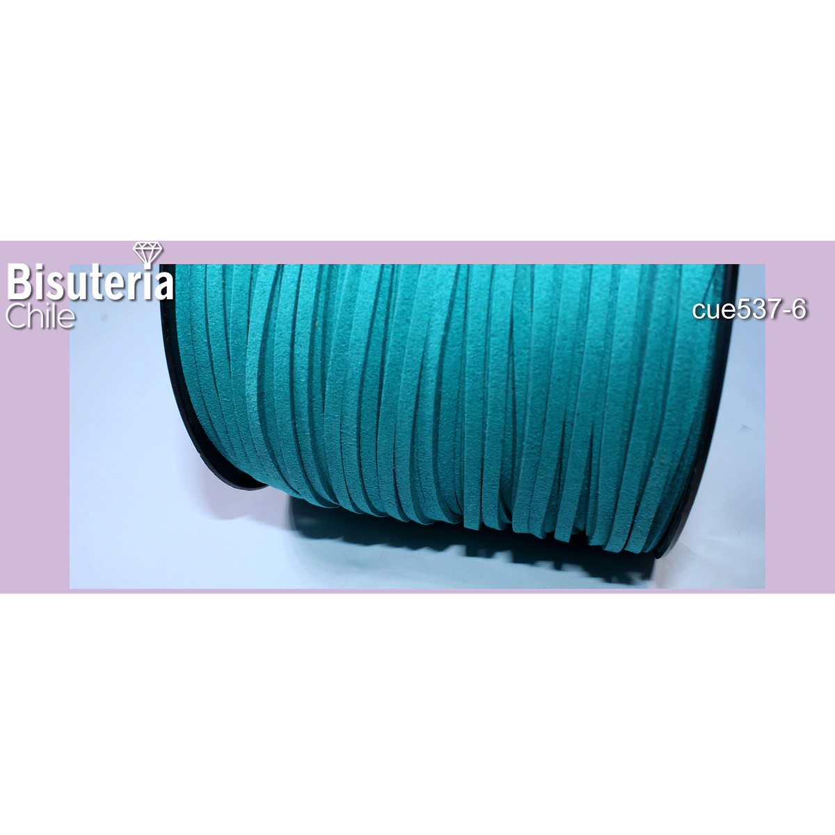 Gamuza color calipso de 3 mm de ancho y 2 mm de espesor,