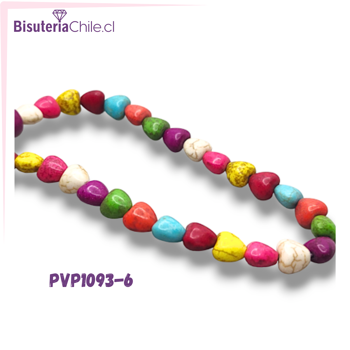 Perla de resina, en forma de corazón, 8 x 7 mm, tira de 53 p