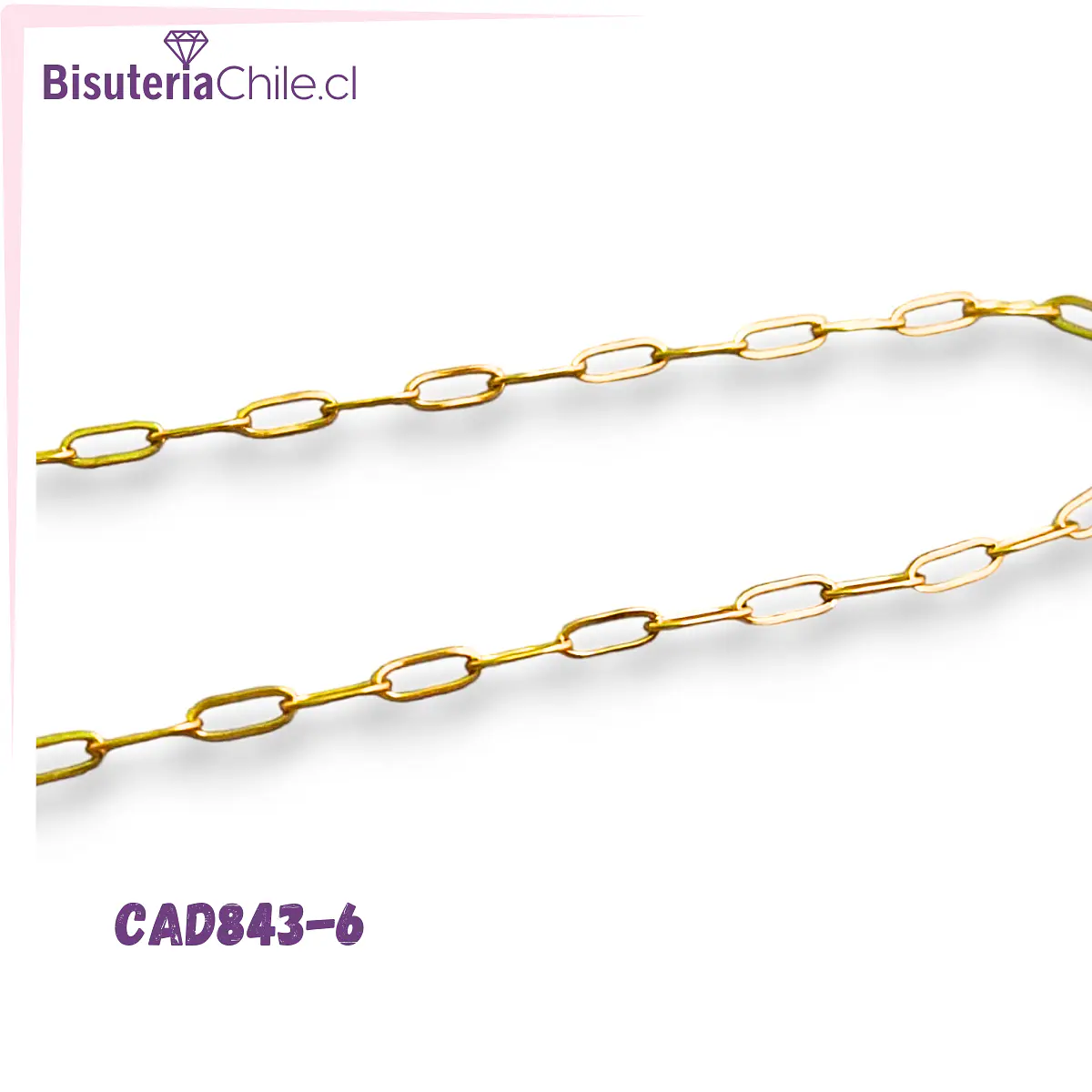 Cadena acero inoxidable dorada, eslabón de 6 x 3.8 mm, por m