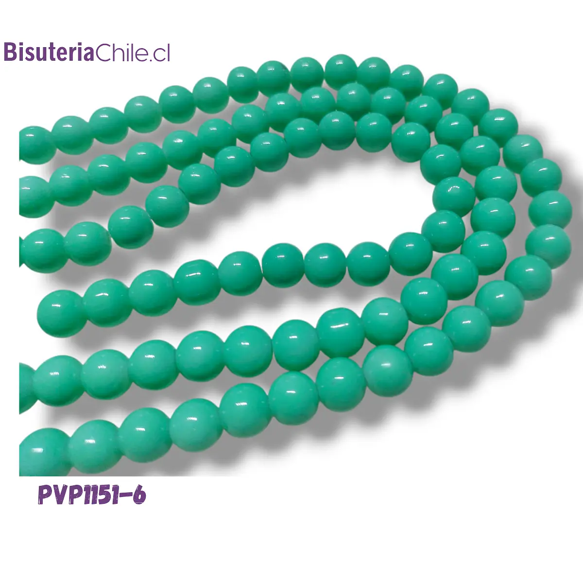 Perla de vidrio pintado 6 mm color jade tira de 72 unidades