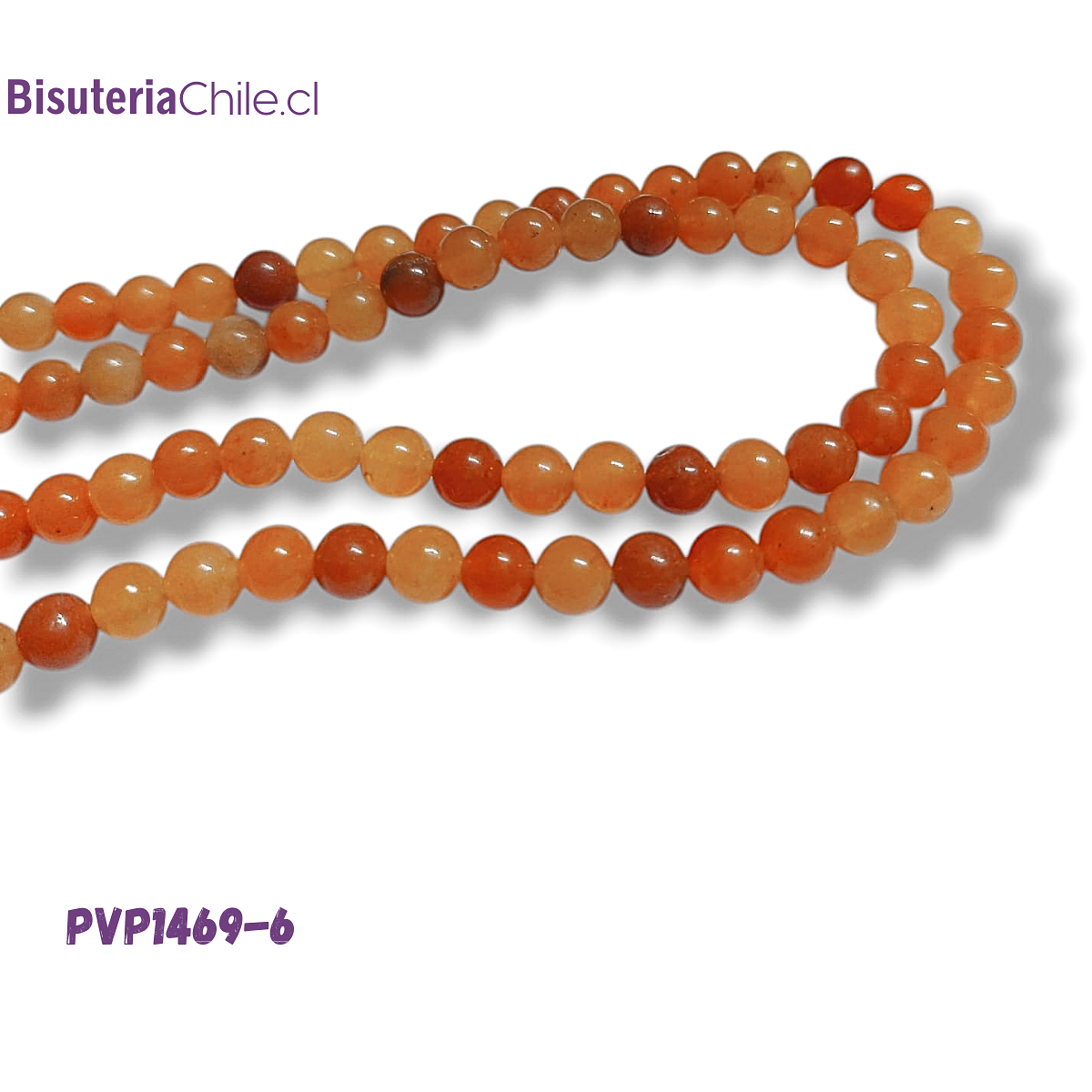 Jade color topacio, de 6 mm, tira de 59 piedras aprox.