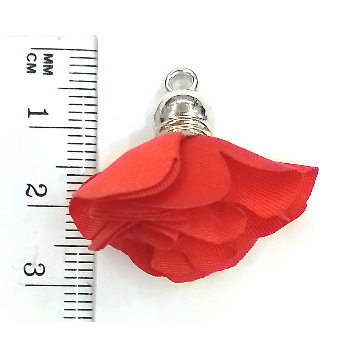 Flor De Genero Grande Roja (Base Plateada.)