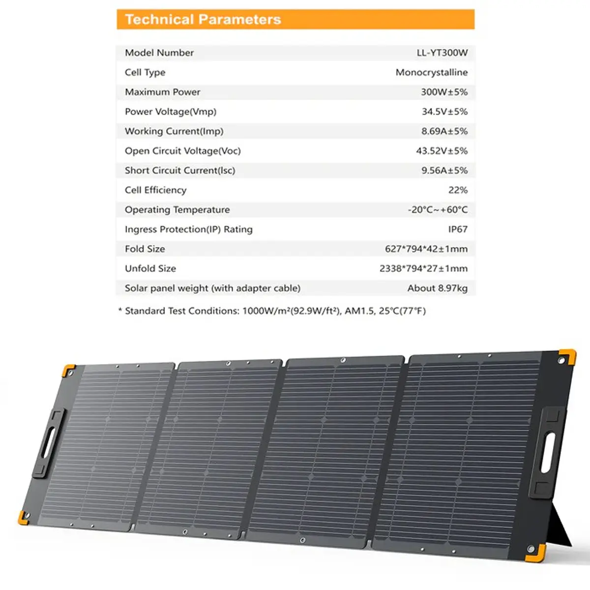 PECRON PV300 300W Panel Solar Portátil Waterproof IP67