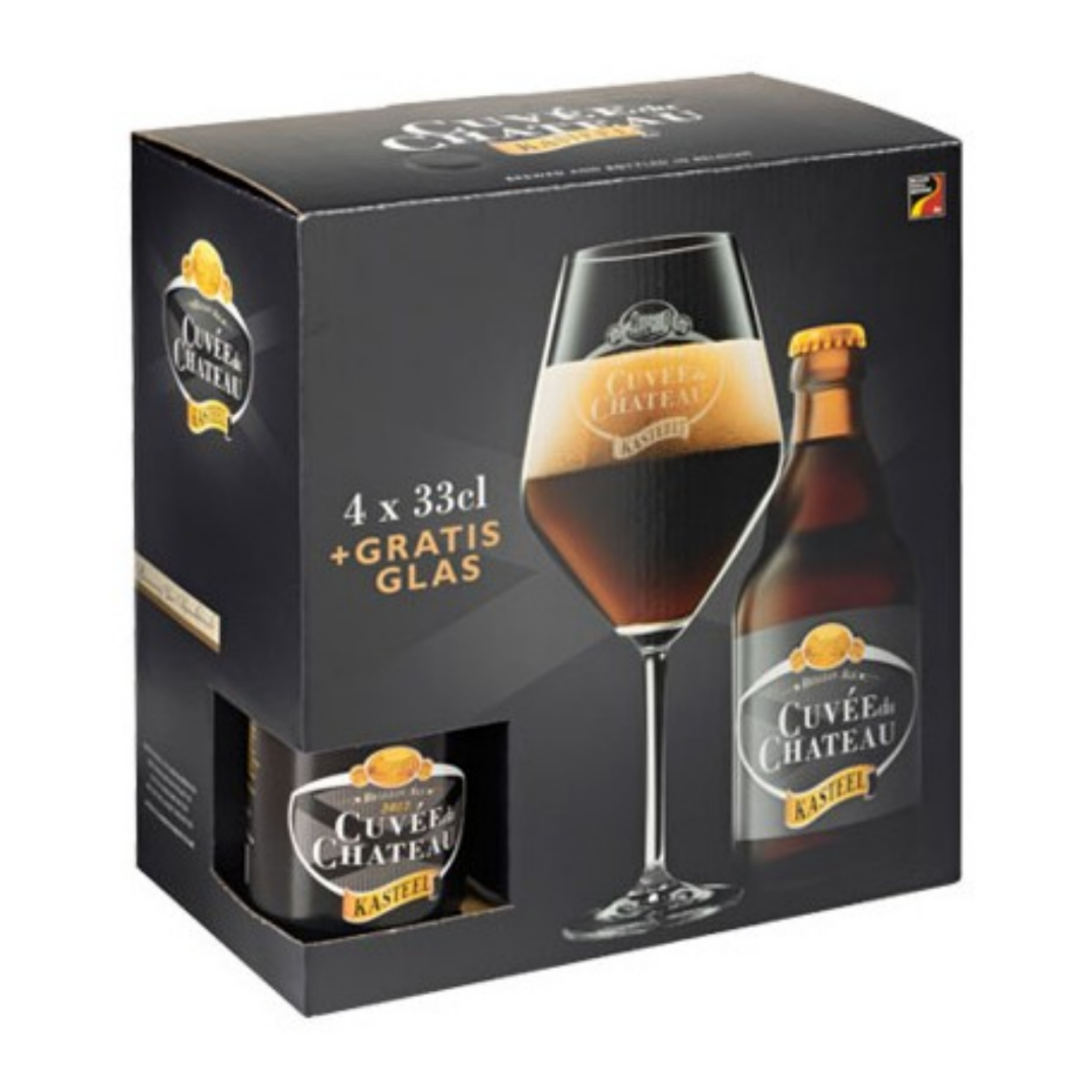 Pack 4 Cerveza + Copón Kasteel Cuvée Du Château 330 ml