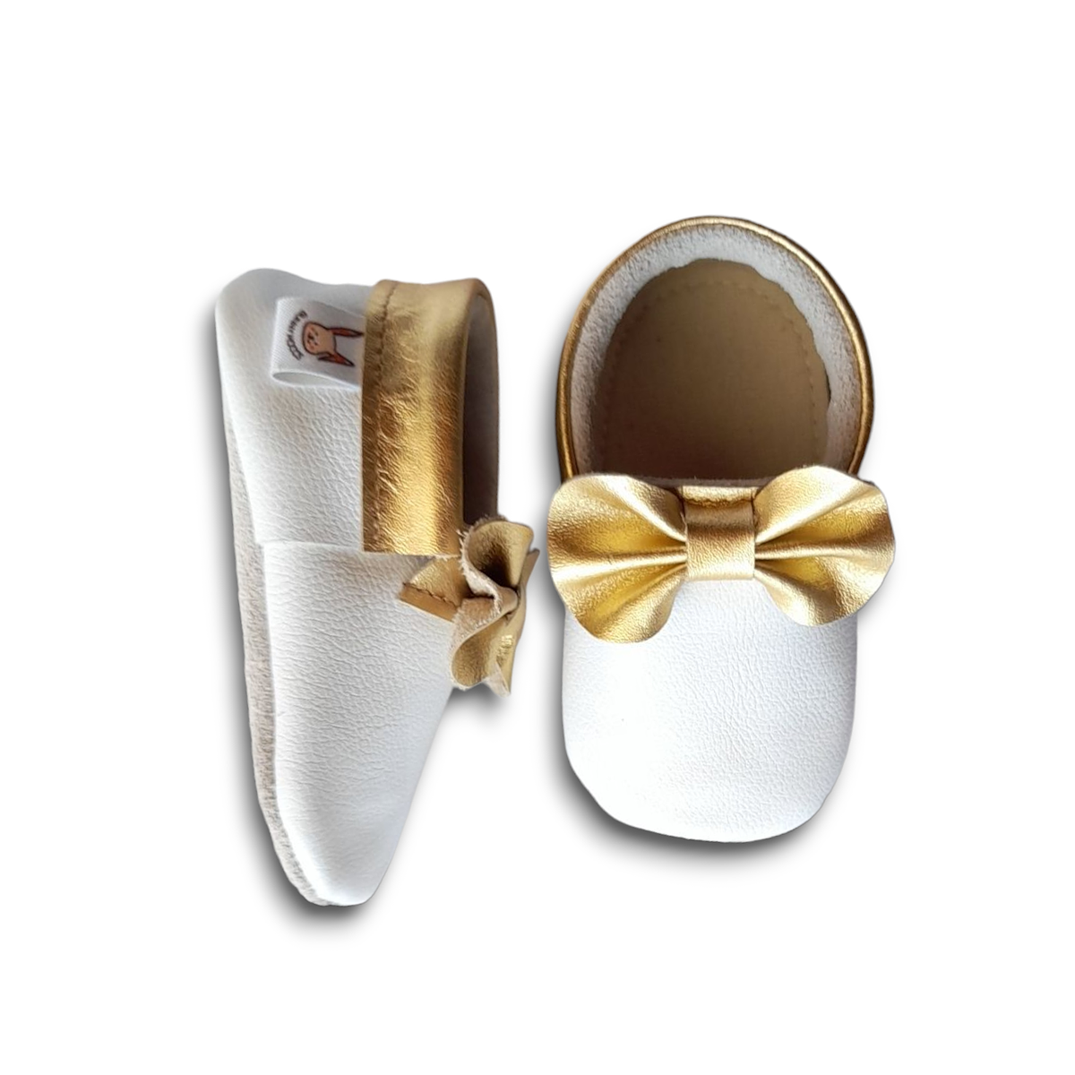 Moccs clásico blanco con rosita gold