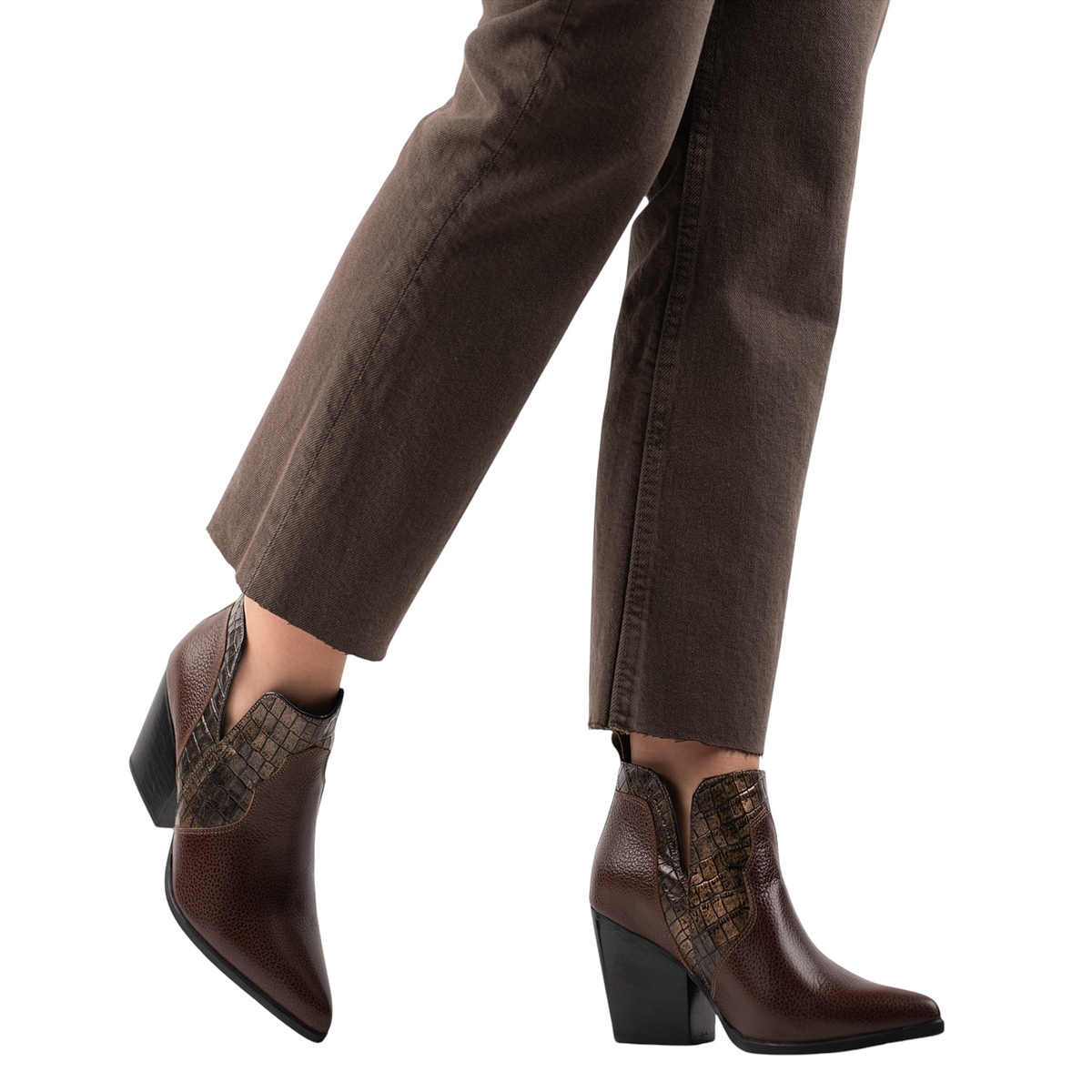 Zapatos Botines Mujer color Café Chocolate Chileno y Cuero