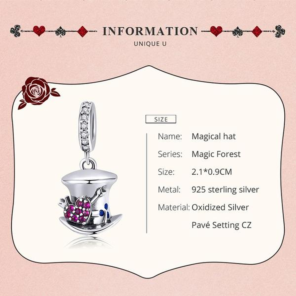 CHARMS COLGANTE SOMBRERERO LOCO, PLATA 925