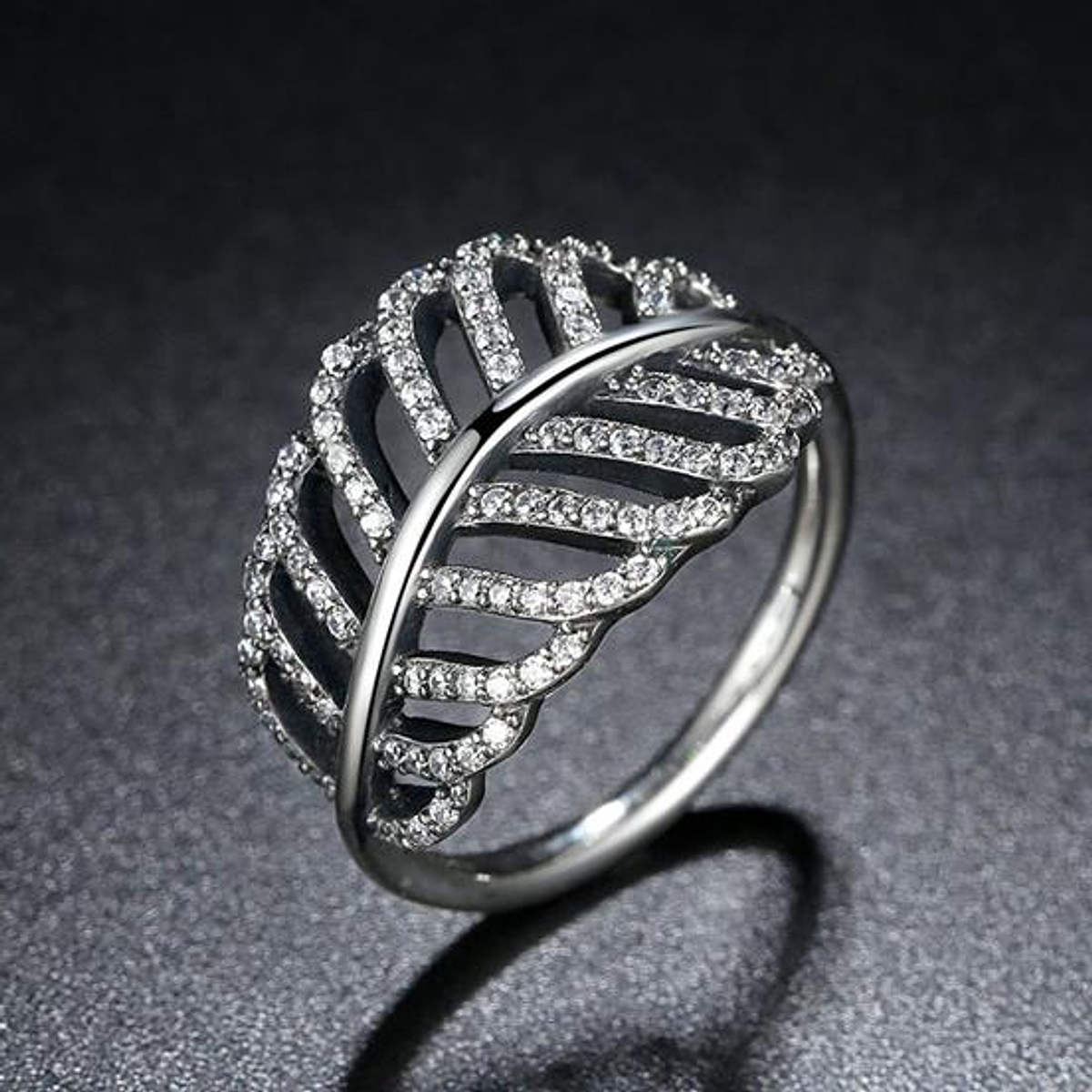 Anillo Plata 925 Hoja grande Nº8