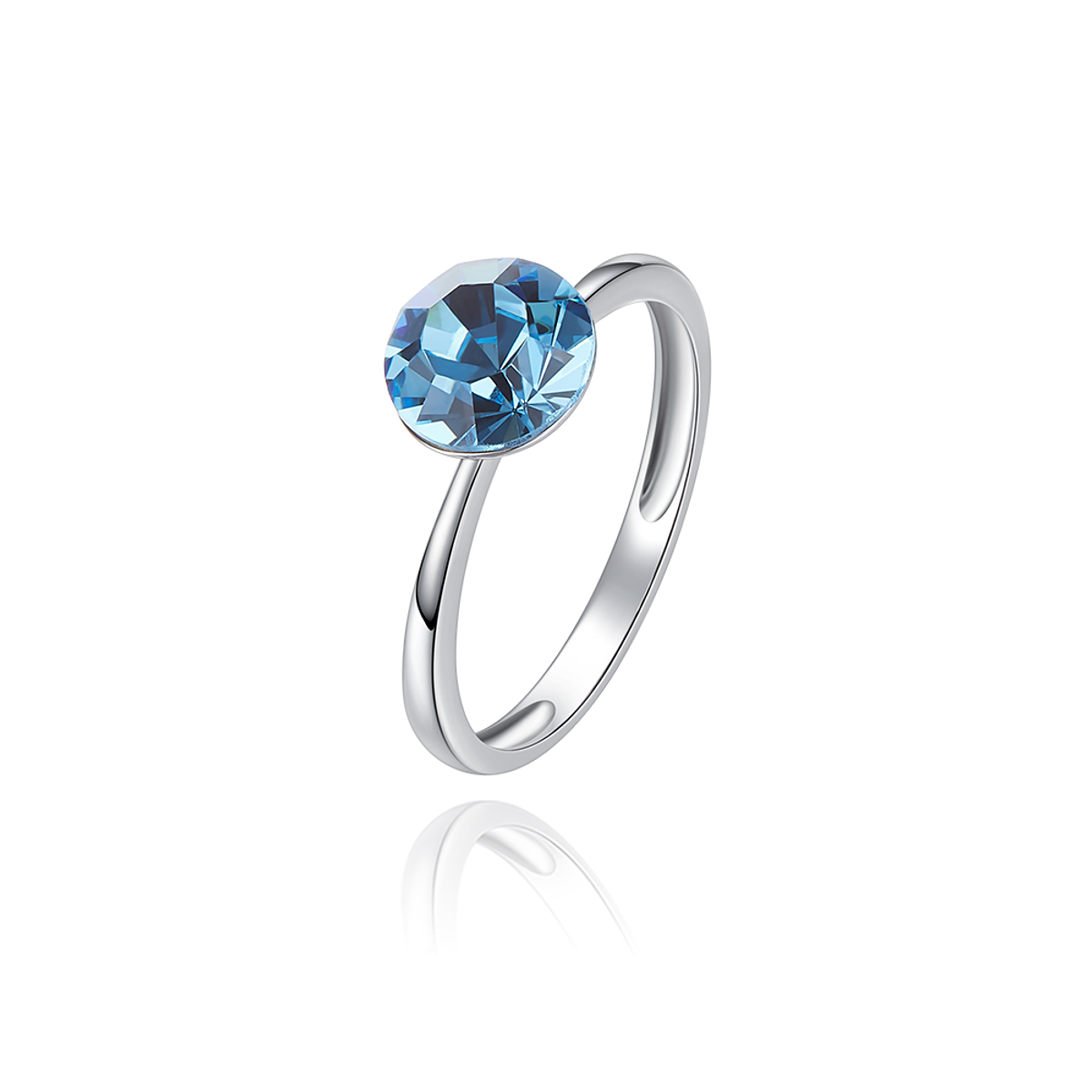 Anillo Azul Cristal Swarovski - Plata 925 y Rodio - Nº8