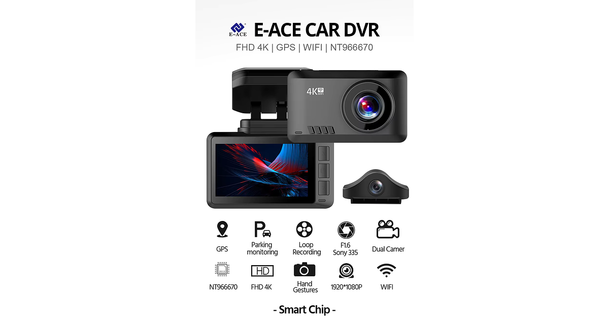 DVR Dash cam Frontal + Trasera 4K (no incluye hard wire kit