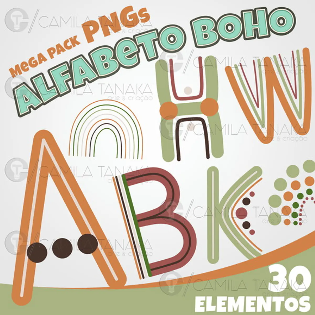 Kit Digital Alfabeto Boho | Camila Tanaka Kit Digitais
