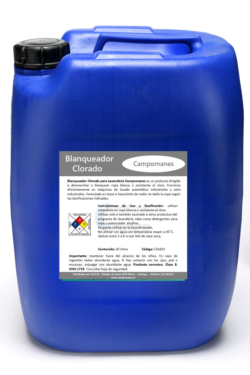 CSA421 Blanqueador Clorado Líquido 20 Litros