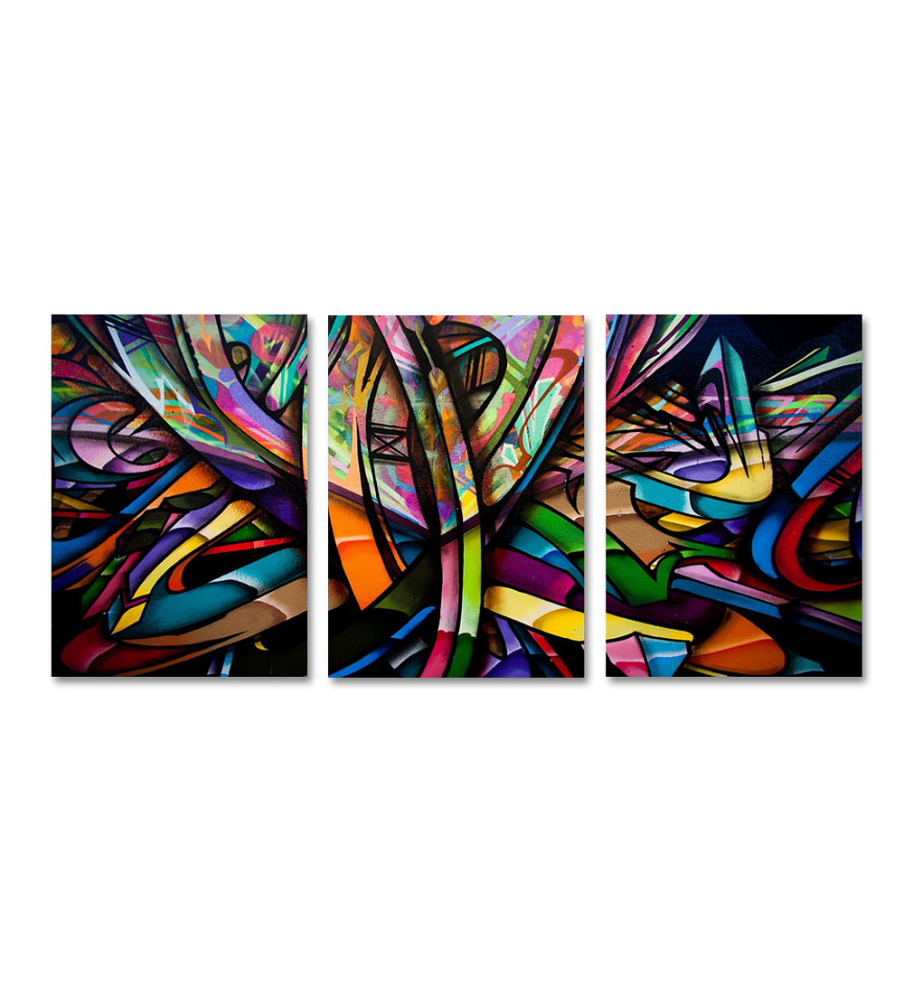 Trio de Painéis em Canvas Graphite