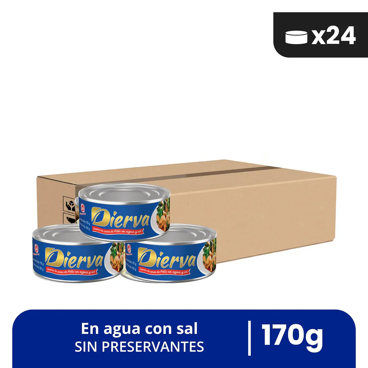 Conserva de Pollo en agua y sal Caja x24