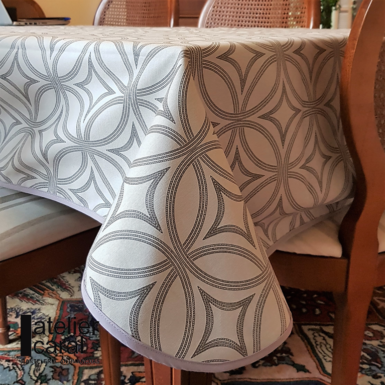 Mantel Antimanchas Estrellas Vintage Gris - Varias Medidas