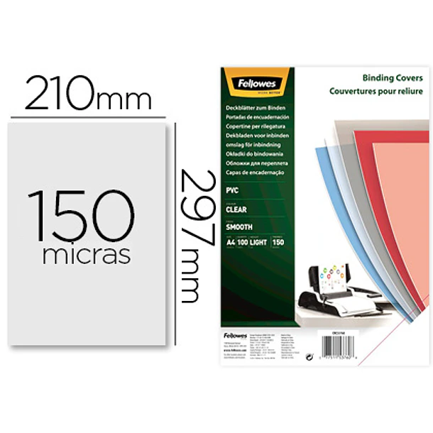 Capa de encadernacao fellowes pvc din a4 transparente 150...