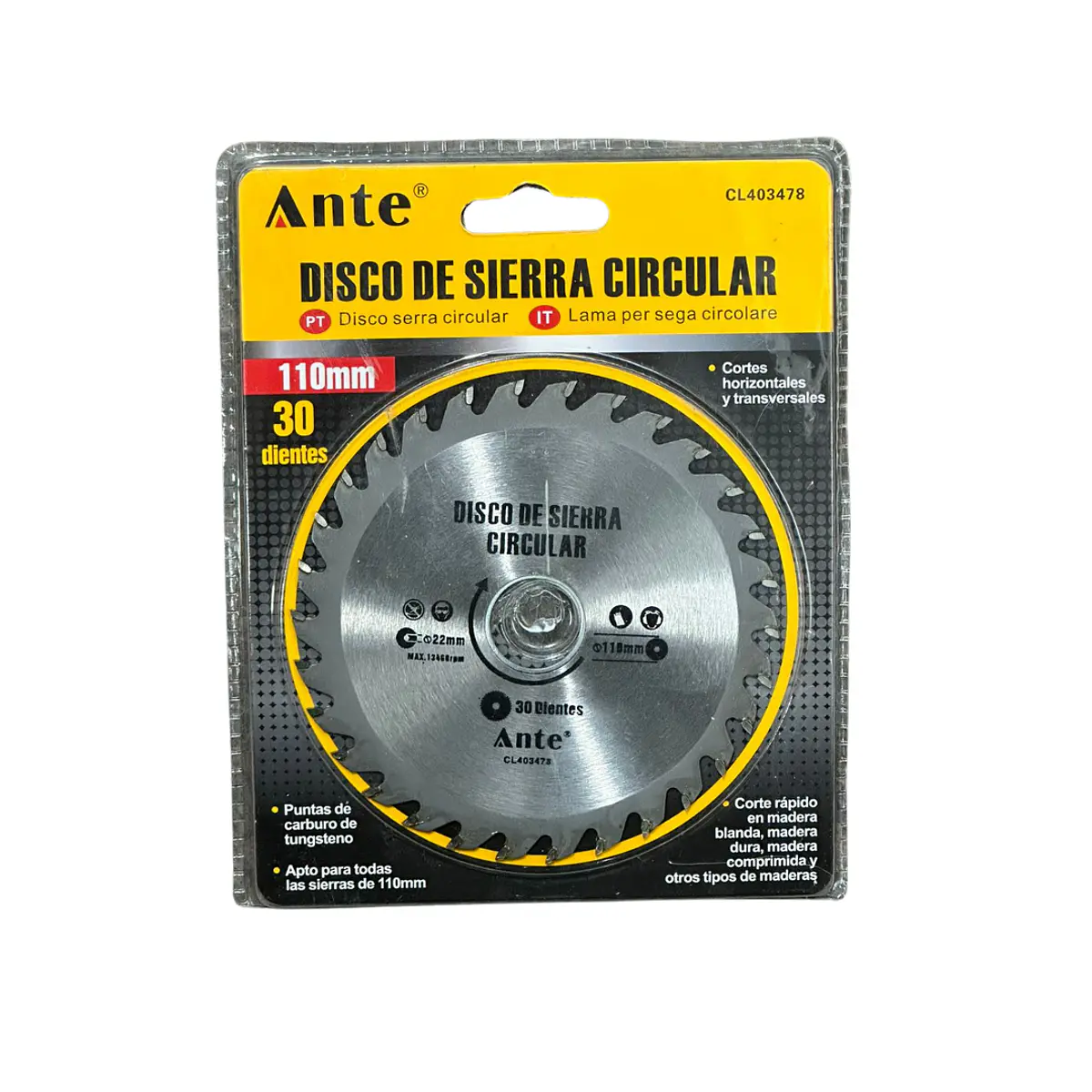 Disco De Sierra Circular 110mm 30 Dientes De Carburo | Casa Contigo