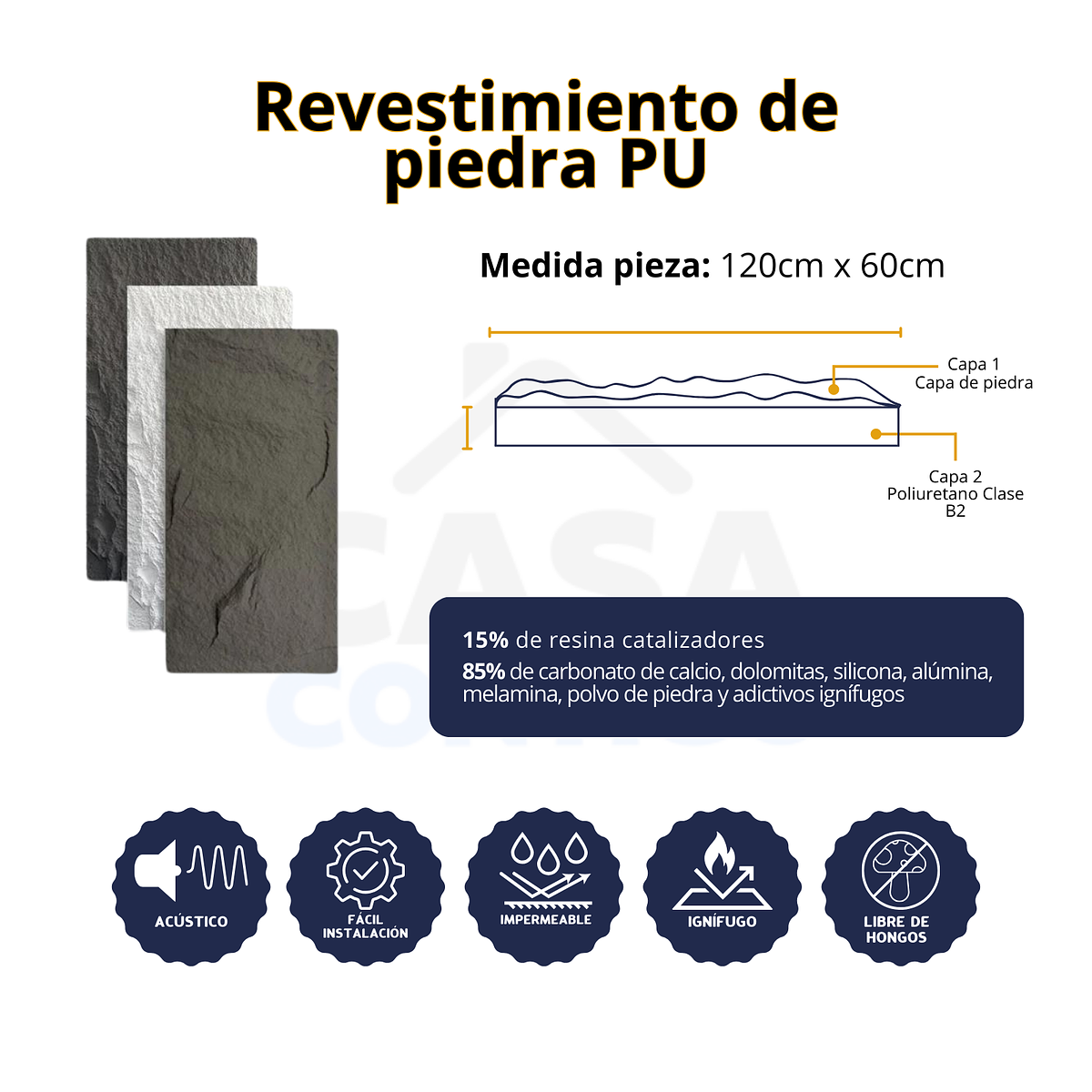 Roca Space Black Revestimiento PU 60x120 | Casa Contigo