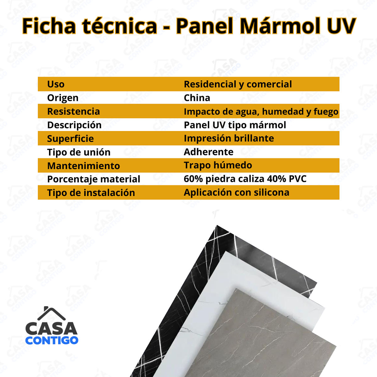 Plancha PVC Tipo Mármol Infinity Black 122x244cm | Casa Contigo