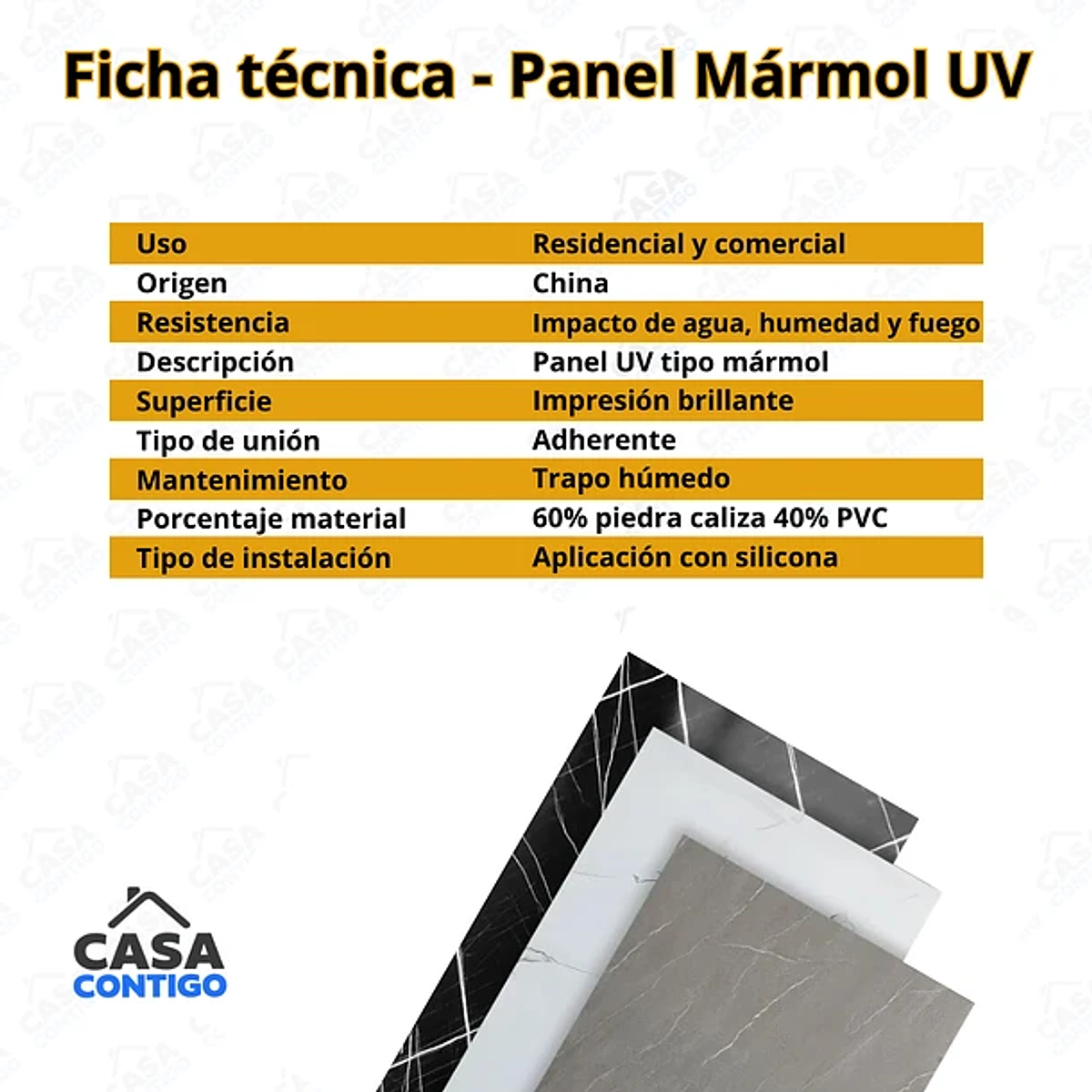 Plancha PVC Marmoleada 122x244cm Blanco Mármol | Casa Contigo